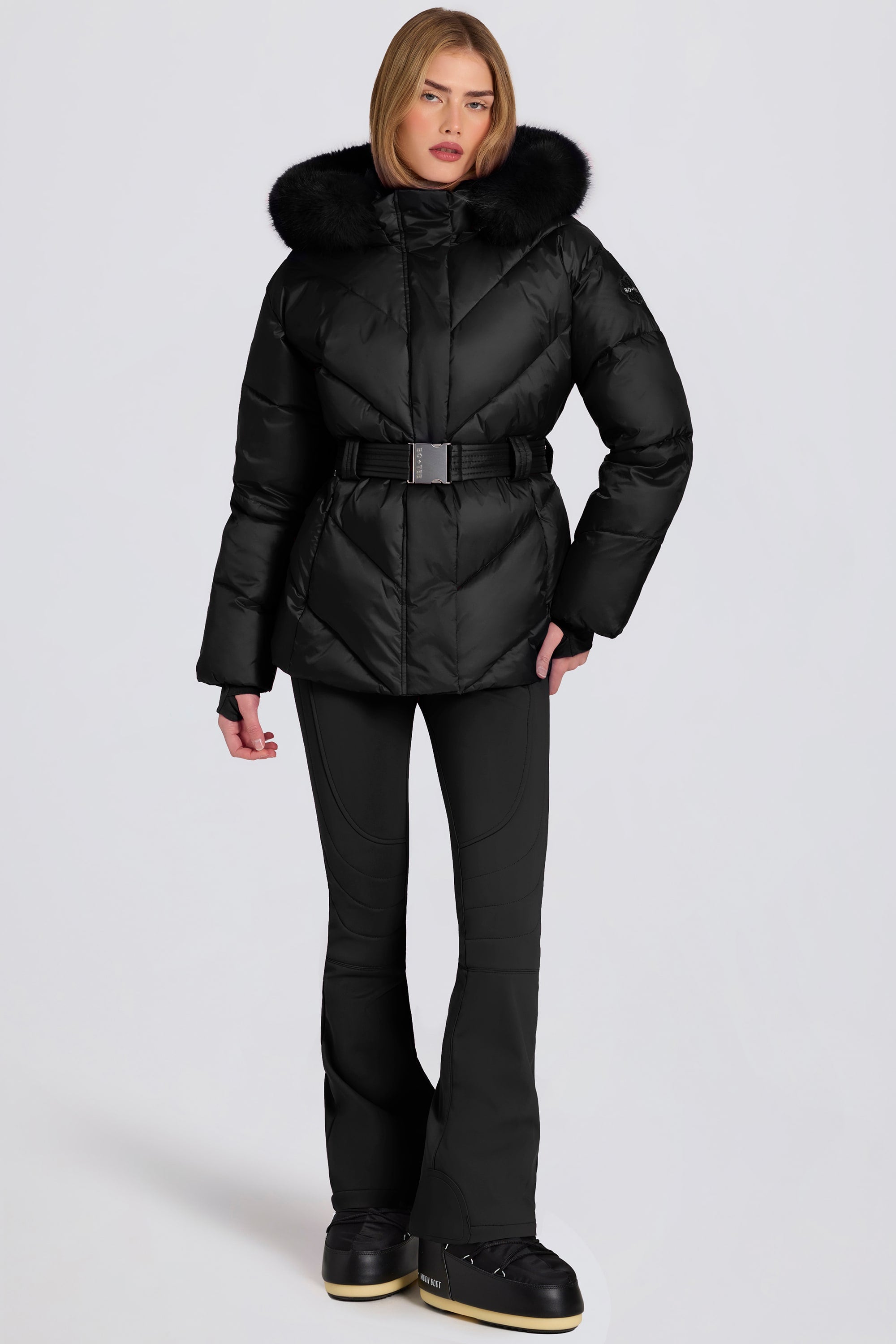 Waterproof Faux-Fur Hood Ski Jacket in Black – Bo+Tee