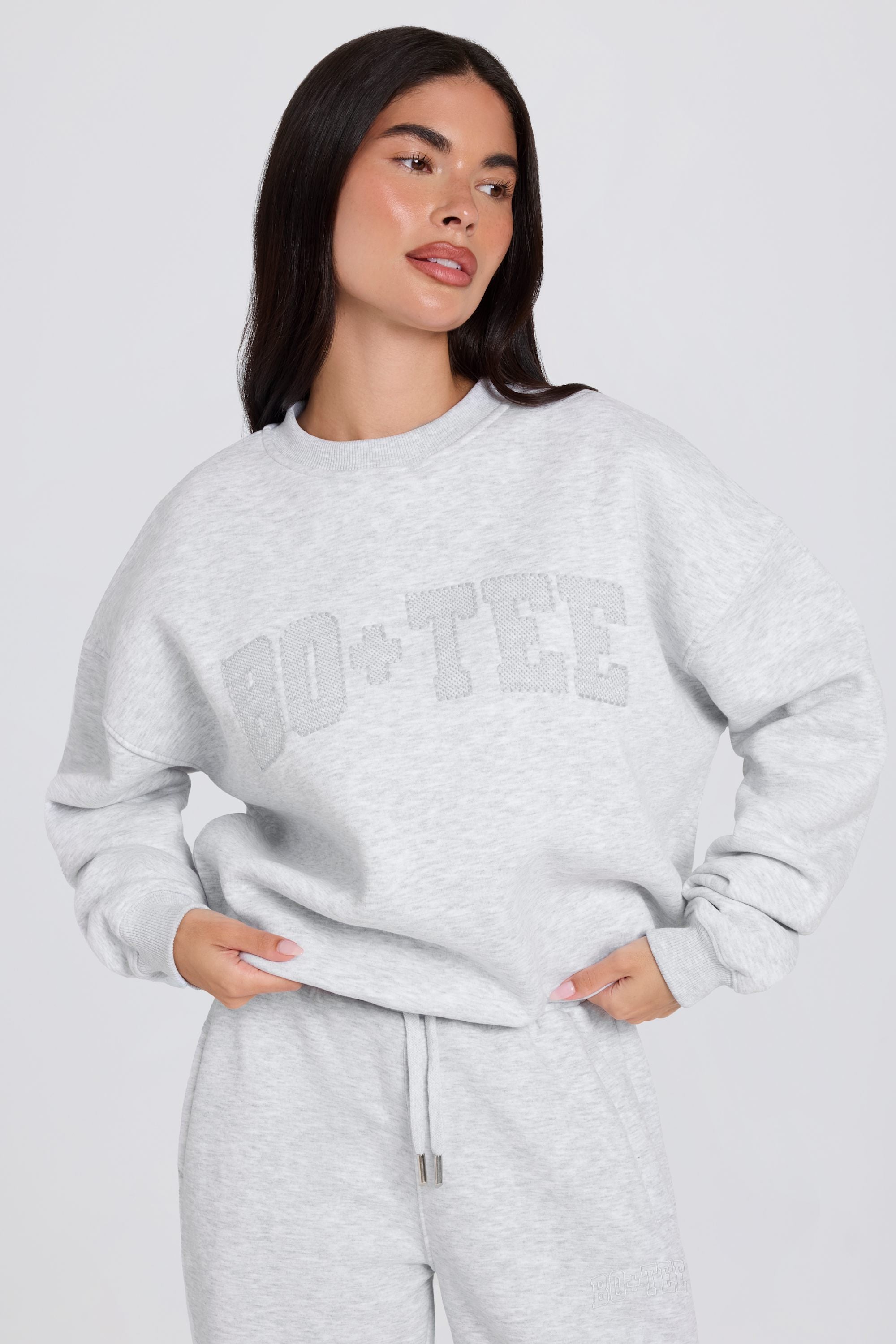 Oversized Crew-Neck Jumper in Grey Marl – Bo+Tee