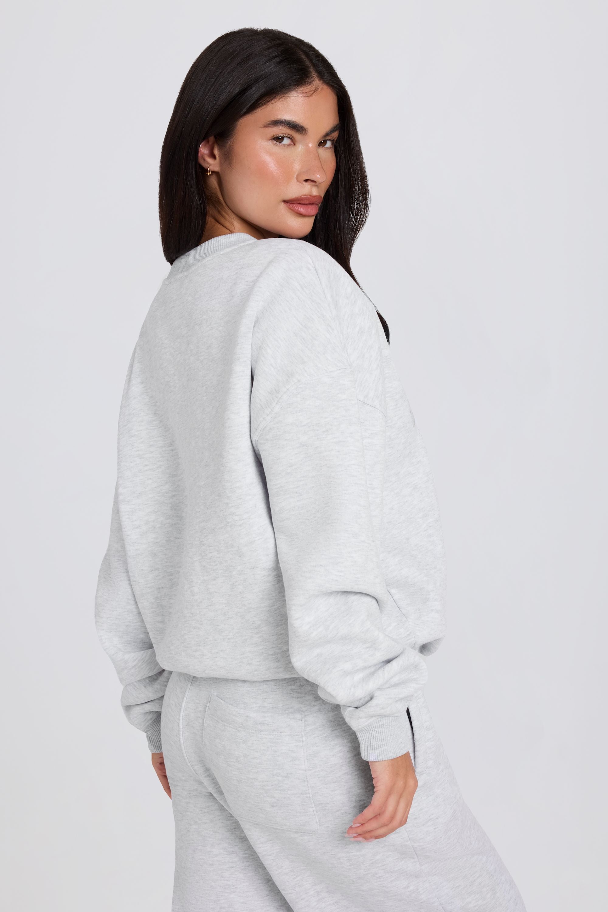 Oversized Crew-Neck Jumper in Grey Marl – Bo+Tee