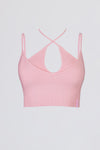 Seamless Soft Rib Crossover Sports Bra in Powder Pink – Bo+Tee