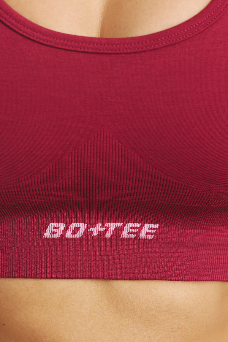 Focused Halter Neck Define Luxe Sports Bra In Raspberry Botee Boandtee