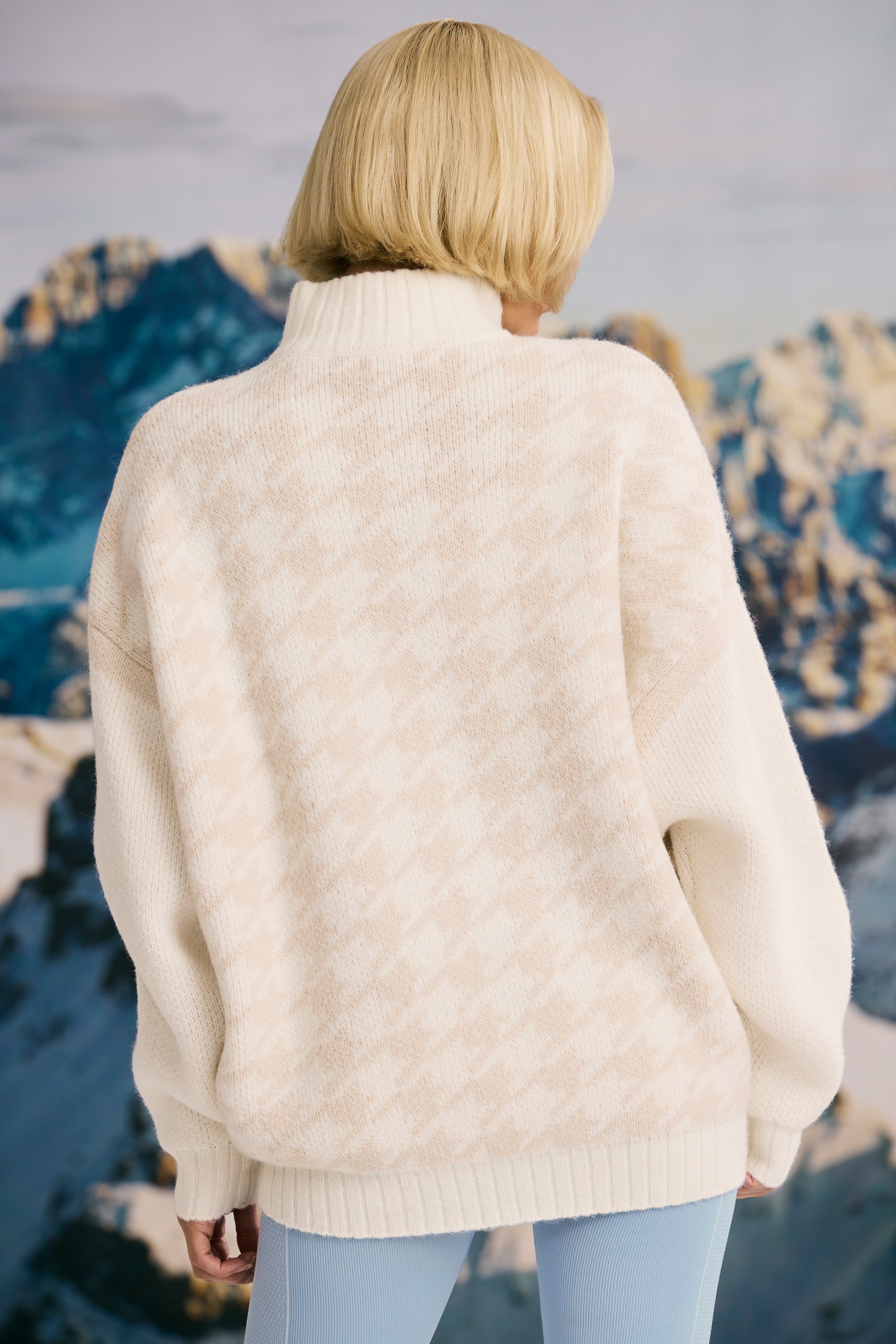 Oversized Half-Zip Chunky-Knit Jumper in Ice White – Bo+Tee