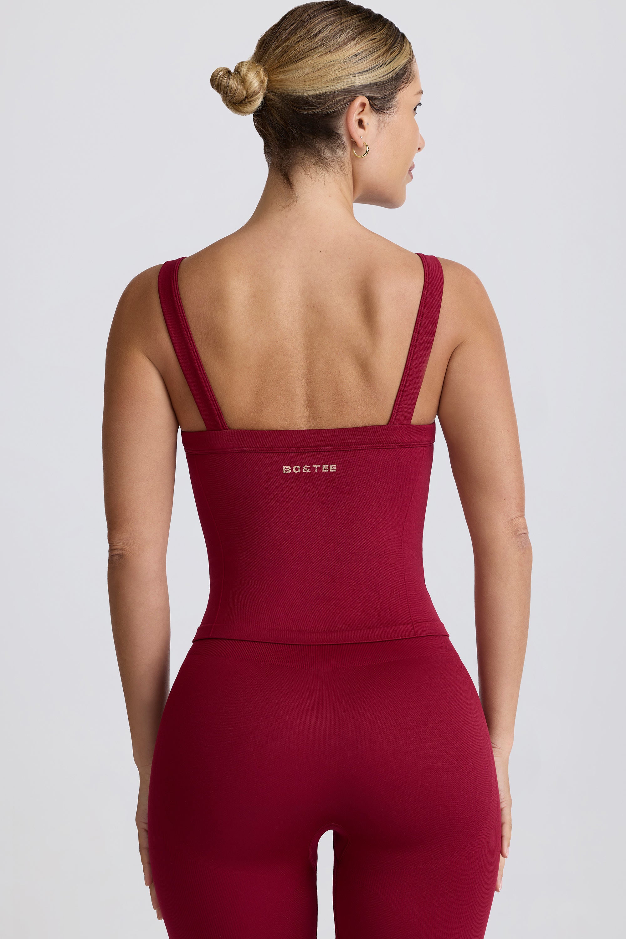 Super Sculpt Seamless Longline Tank Top in Burgundy | Bo+Tee